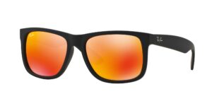 ray-ban rb4165 justin sunglasses + vision group accessories bundle,unisex-adult (rubber black/brown mirror orange (622/6q),55)