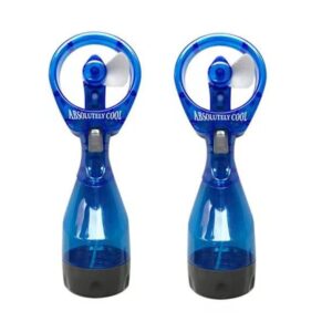 p&f water mist spray bottle fan portable handheld mister - battery operated (blue &blue)