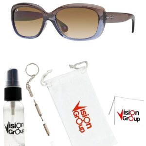 Ray-Ban RB4101 Jackie Ohh Sunglasses + Vision Group Accessories Bundle, womens (Brown Gradient Lilac/Light Brown Gradient Brown (860/51)