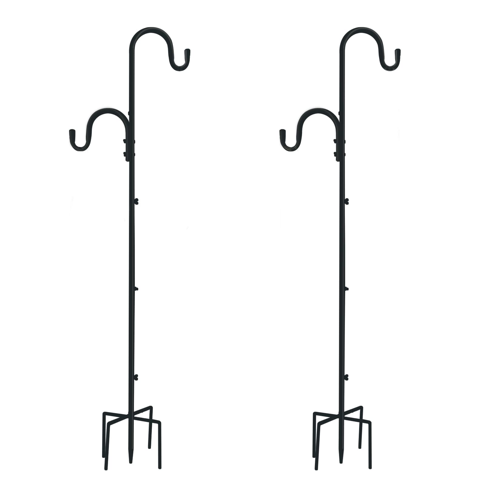 MIPON 2 Pack 78 Inch Double Shepherds Hooks for Outdoor Bird Feeder,Hanging Plants,Solar Light,Adjustable 78/62/46/30 Inch,5/8 Inch Width Heavy Duty Garden Shepards Hook