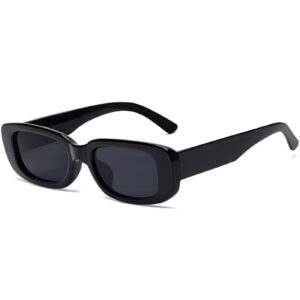 tskestvy retro rectangle sunglasses for women men square 90s y2k trendy cool glasses fashion aesthetic thin accessories