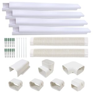 taktopeak 4 inch 17 ft pvc decorative pipe line cover kit for ductless mini split air conditioner-full set, no other parts needed, white (hmb-gm-gxc-5.2m-003)