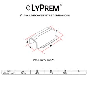 LyPrem PVC Line Cover Kit Parts Accessories for Ductless Mini Split (5" Wall Cover,White)