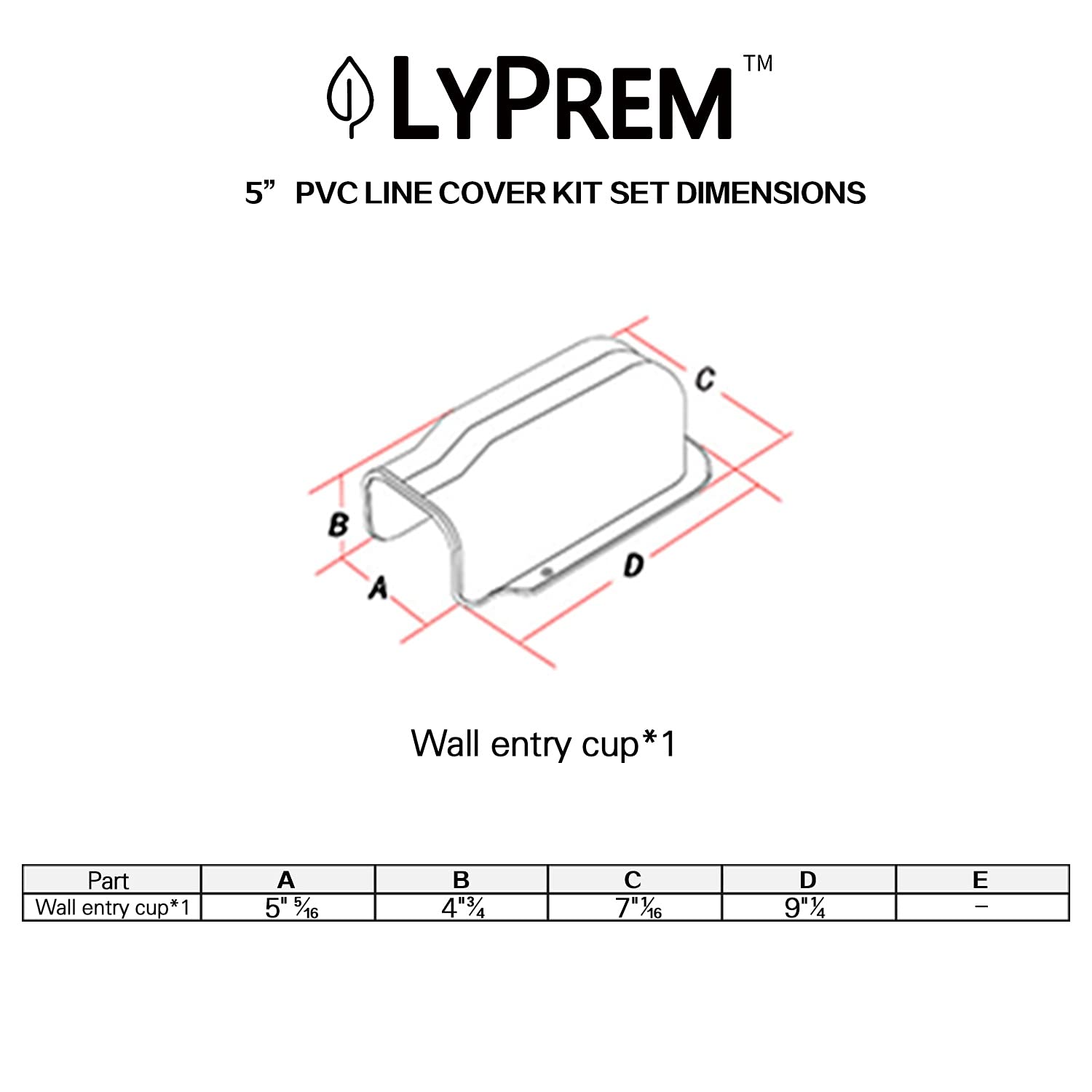 LyPrem PVC Line Cover Kit Parts Accessories for Ductless Mini Split (5" Wall Cover,White)