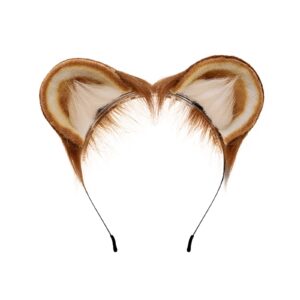 fxaelian cosplay fox wolf bear hamster monkey cat dog ears headband hairband hair clips halloween costume party headpiece headwear hair accessories brown