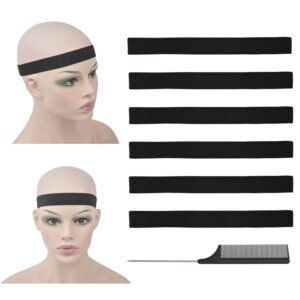 ytbyt 6 pcs elastic band lace melting bands adjustable wig headbands for lace frontal laying (width 1 inch)