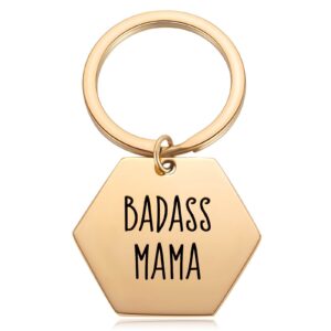 badass mama keychain - son to mom birthday gifts - funny mothers day gift from daughter - new mom gift badass momma keyring