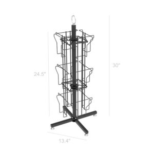 11702 FixtureDisplays 14 X 14 X 30" 12 Vertical Pockets Spinning Greeting/Post Card Rack 11702 Black 11702NEW