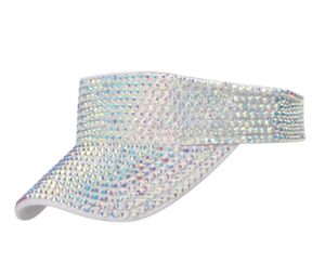 gudessly shiny rhinestones sport sun visor adjustable summer cap visor caps for women men white