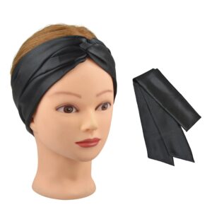 wig grip band soft satin scarf fashion headbands for lace frontal wigs fixing, makeup, sports, yoga, facial (1 pcs, black)