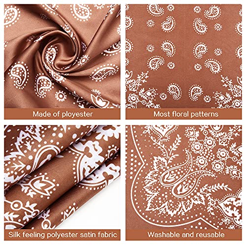 DOOBO 3 Pcs 27.5 Inches Satin Head Scarf Hair Scarf Silk Head Scarf Silk Bandana Silk Hair Wrap Neck Scarf Square Scarf for Women Girls(Brown,Black,Khaki)