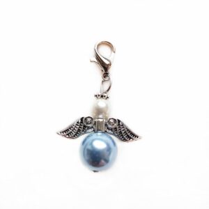 something blue angel, something blue gift, wedding bouquet clip, wedding gift for daughter (whitebluepearl)