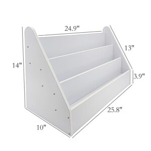 FixtureDisplays® White Countertop Book Shelf Display, Greeting Card Rack, Step Rack for Literature, Magazines, Brochure, Tile Sample Paint Brochure Holder, Unassembled 2904-white-NPF