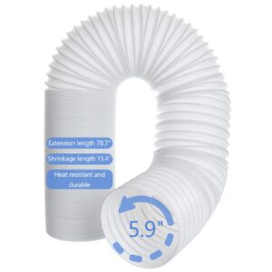 5.9 inch air conditioner exhaust hose anti-clockwise thread portable ac hose with 80" length universal ac exhaust hose flexible ac vent hose for lg haier dual delonghi whynter