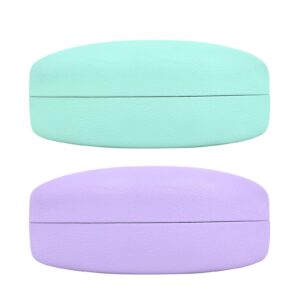 chzzms 2 pack large hard shell sunglasses case, protective case for sunglasses and eyeglasses (cyan+purple)