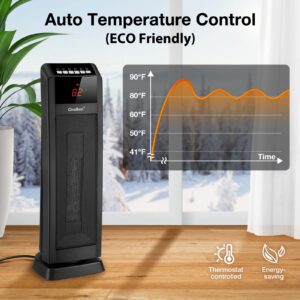 GiveBest Space Heater for Large Room, 24" Ceramic Tower Heater with Remote Control 1H to 8H Timer ETL Certified Digital Oscillating Heater with Overheat Protection Tip-Over Switch for Indoor Use