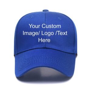 custom baseball cap with your text,personalized adjustable trucker caps casual sun peak hat for gifts (bright blue, one size)