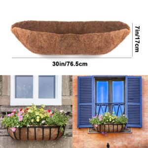 2 Pack Trough Coco Liner Fiber Replacement for Planters, 24/30/36/48 inch Half Moon Coconut Coir Planter for Window Box/Hanging Trough Planter, Garden Flower Vegetables Pot, Fence Flower Baskets