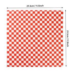 Oomcu 200 Sheets Red and White Checkered Dry Waxed Deli Paper Sheets, Paper Liners for Plastic Food Basket, Special for Wrapping Bread and Sandwiches(11.5''x11.5'')