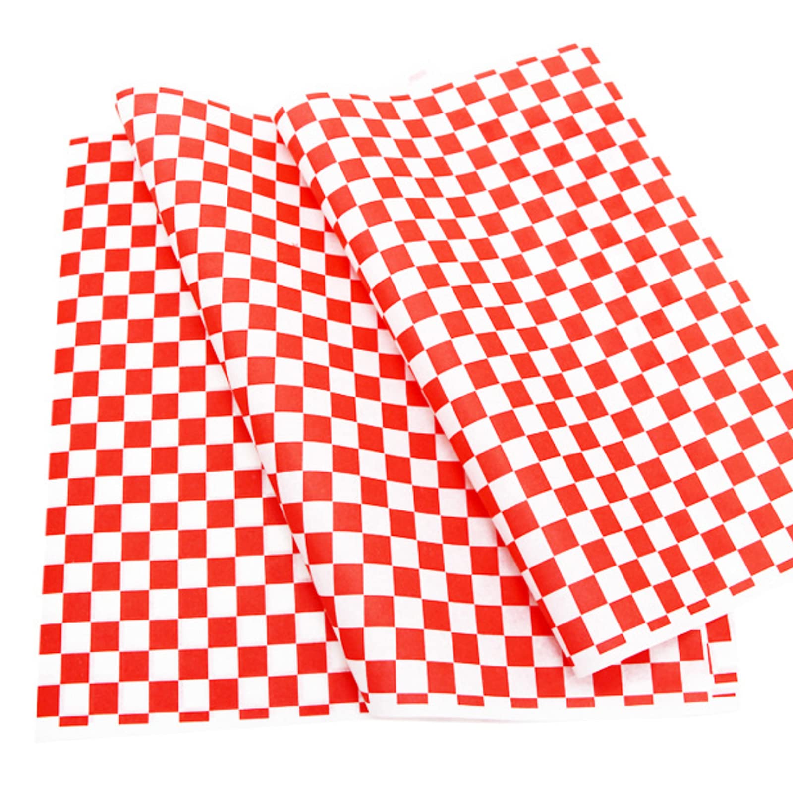 Oomcu 200 Sheets Red and White Checkered Dry Waxed Deli Paper Sheets, Paper Liners for Plastic Food Basket, Special for Wrapping Bread and Sandwiches(11.5''x11.5'')