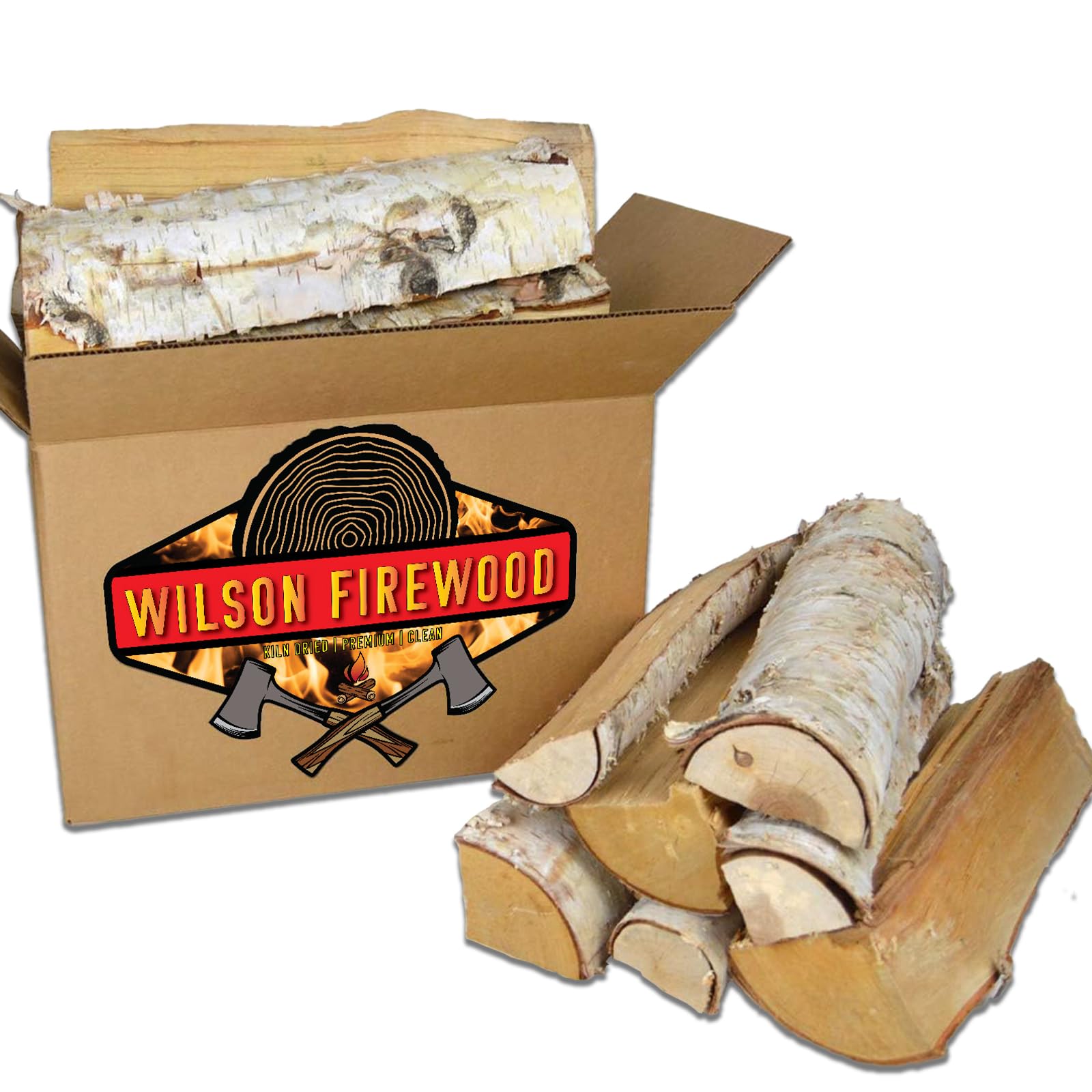 Wilson Birch Split Firewood - Seasoned Natural Kiln Dried Fireplace, Fire Pit, Bonfire Logs (Regular)