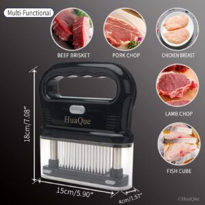 HuaQue Meat Tenderizer Tool, Detachable 48-Blade Stainless Steel Steak Tenderizer Needles for Tenderizing Beef/Chicken/Pork, Dishwasher Safe, Cleaning Brush/User Manual/Recipe Ebook (PDF) Included