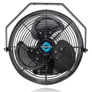 tornado 12 inch outdoor rated ipx4 water-resistant high velocity metal industrial wall mount fan for commercial, industrial, residential, teao motor 3 speed 1650 cfm 6.6 ft cord cetl safety listed