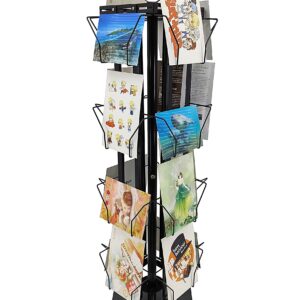 Adjustable Greeting Card Rack Display Stand 4 Tier 16 Pocket Organizer Postcard CD DVD Book Brochure Literature Rotating Spin 7X5 6X4 4X5 5X7. Pocket Size: 4.6-10"Wide X 8"High 11602-R-8"-NPF