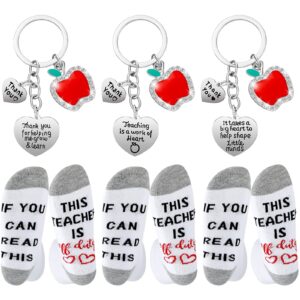 hicarer 6 pieces teacher keychain gifts set teacher key ring appreciation sock gifts valentines day gifts for teacher