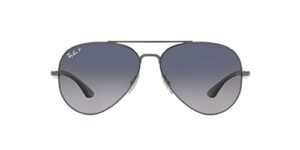 ray-ban rb3675 aviator sunglasses, gunmetal/blue gradient blue polarized, 58 mm