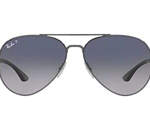 Ray-Ban RB3675 Aviator Sunglasses, Gunmetal/Blue Gradient Blue Polarized, 58 mm