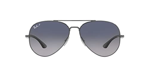 Ray-Ban RB3675 Aviator Sunglasses, Gunmetal/Blue Gradient Blue Polarized, 58 mm