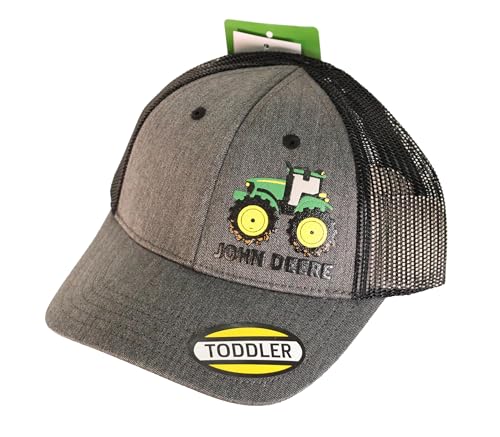 John Deere 3D Rubber Tractor Print Toddler Baseball Hat Cap-Charcoal-One Size