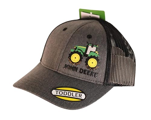 John Deere 3D Rubber Tractor Print Toddler Baseball Hat Cap-Charcoal-One Size