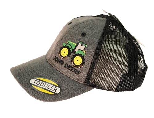 John Deere 3D Rubber Tractor Print Toddler Baseball Hat Cap-Charcoal-One Size