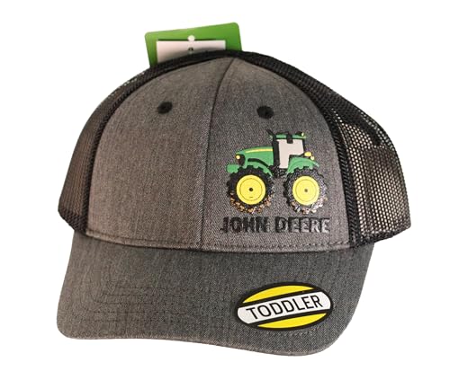 John Deere 3D Rubber Tractor Print Toddler Baseball Hat Cap-Charcoal-One Size