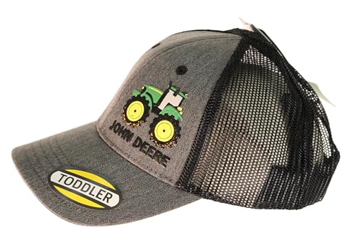 John Deere 3D Rubber Tractor Print Toddler Baseball Hat Cap-Charcoal-One Size