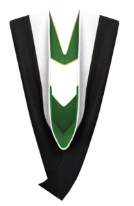 cappe diem master graduation hood white: master of arts (m.a.) in english, history, etc. (various college colors) (green & white)