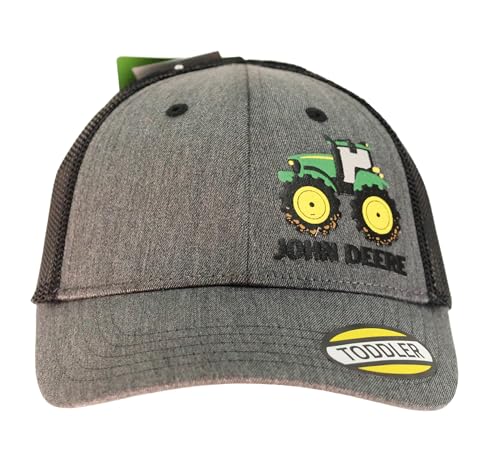 John Deere 3D Rubber Tractor Print Toddler Baseball Hat Cap-Charcoal-One Size