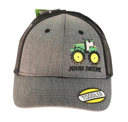 John Deere 3D Rubber Tractor Print Toddler Baseball Hat Cap-Charcoal-One Size