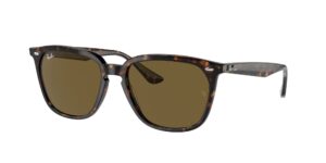 ray-ban rb4362f low bridge fit square sunglasses, havana/dark brown, 55 mm