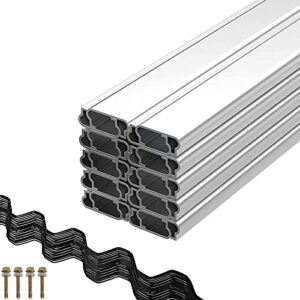 vevor greenhouse spring wire and lock channel 20 packs, 6.56 ft pe coated aluminum alloy bundle kit, plastic poly film or shade cloth attachment w/screws, silver