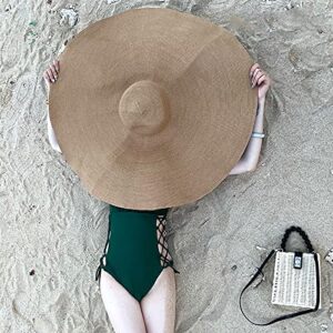 bralafia Oversized Beach Sun Hat for Women Foldable Large Wide Brim Hats Packable Roll up Floppy Cap Summer UV Protection Hat (Khaki)