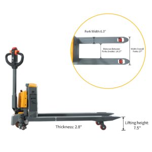 Apollo Full Electric Pallet Truck Lithium Power Pallet Jack Truck 3300 lbs Capacity 48" Lx27 W Forks for Material Handling, Strong Torque for Climbing, Suitable for Warehouse, Supermarket etc.