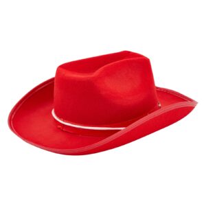 Zodaca Felt Red Cowgirl Hat for Women and Men, Costume Accessories (14.8 x 10.6 x 5.9 Inches)