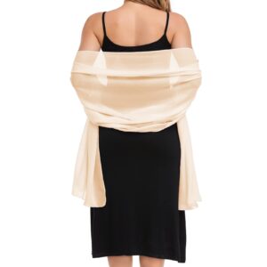 Pukguro Shawls and Wraps for Evening Dresses Womens Formal Lightweight Shawl Scarf Summer Sheer Chiffon Wrap Champagne 79 * 18''