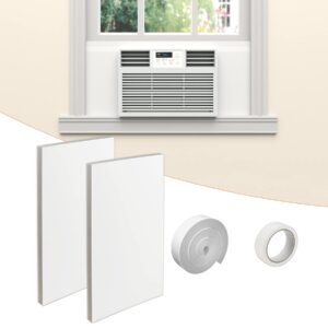 gcgoods window air conditioner insulated foam panels, winter surround insulation side panel with top seal strip for window ac unit indoor, white