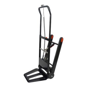 voltstair go portable electric motorized stair climbing hand truck with removeable battery, with included bungee cord and anti slip tracks for heavy lifting (150lb. lift capacity) black/red