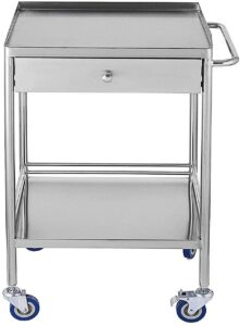 yiyibyus stainless steel cart 2 layer medical dental laboratory rolling cart mobile equipment serving carts with silent wheel trolley cart