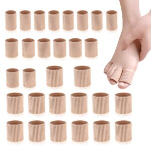 30pcs toe tubes sleeves protectors toe spacers toe separators toe cushion soft gel lining corn pad toes separators for bunions, corns, blisters, calluses, hammer toe